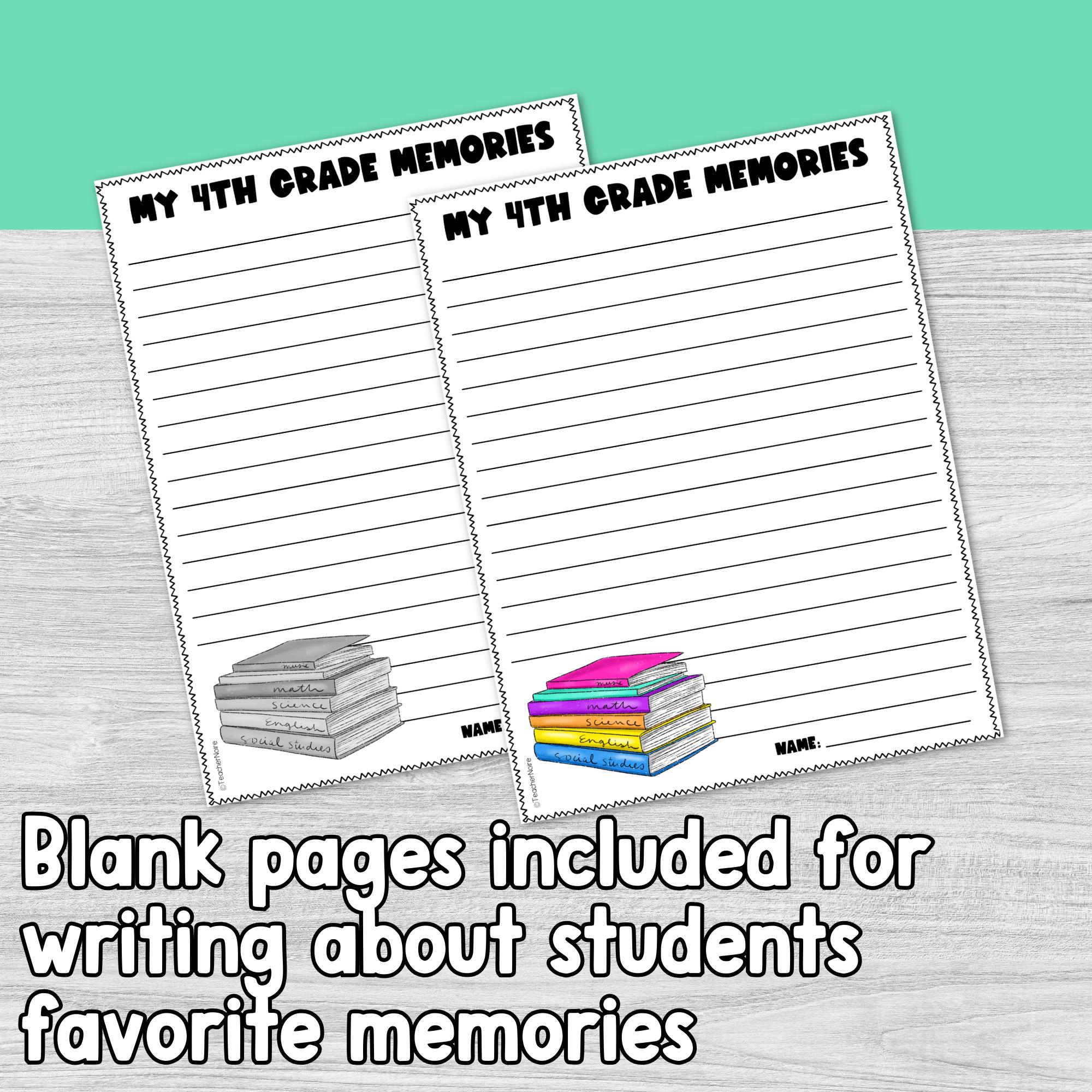 4th Grade End of Year Memory Book, Reflection Craftivity, Last Week of ...