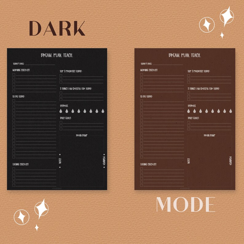 Daily Planner | Dark Mode Daily Planner for Teachers- Goodnotes and ...