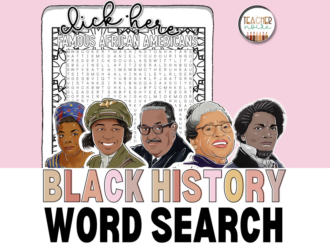 Black History Wordsearch, Black History Month Activity, Notable Black ...