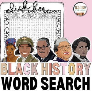 Black History Wordsearch, Black History Month Activity, Notable Black ...
