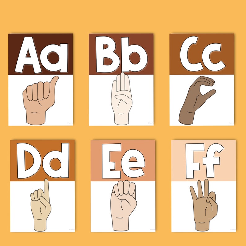 ASL american Sign Language Alphabet Poster Neutral Diverse - Etsy