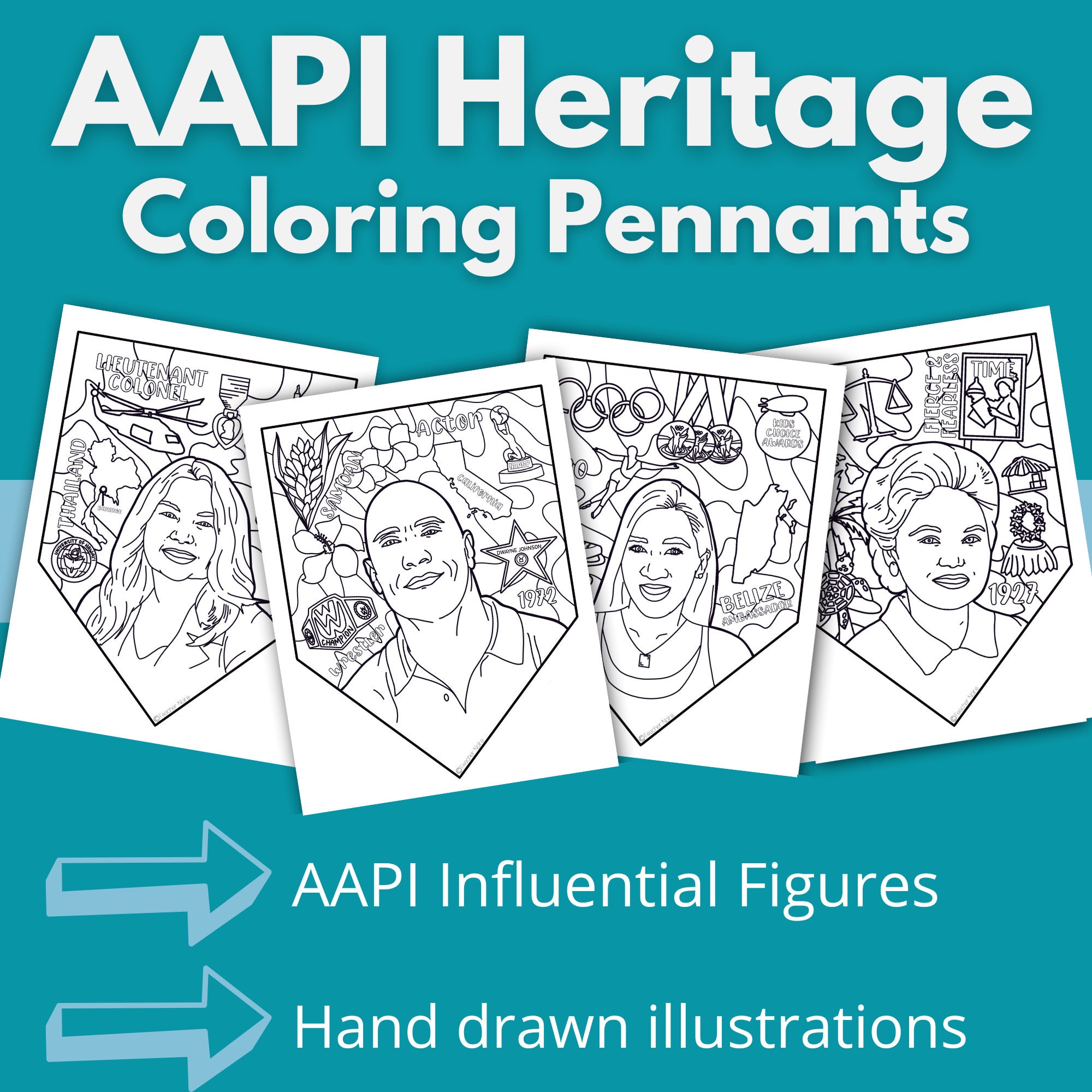 AAPI Heritage Month Bulletin Board Posters, AAPI History Coloring ...