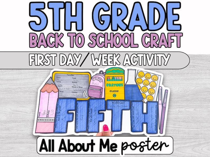 All About Me 5th Grade, Beginning of the Year, First Day Craftivity ...