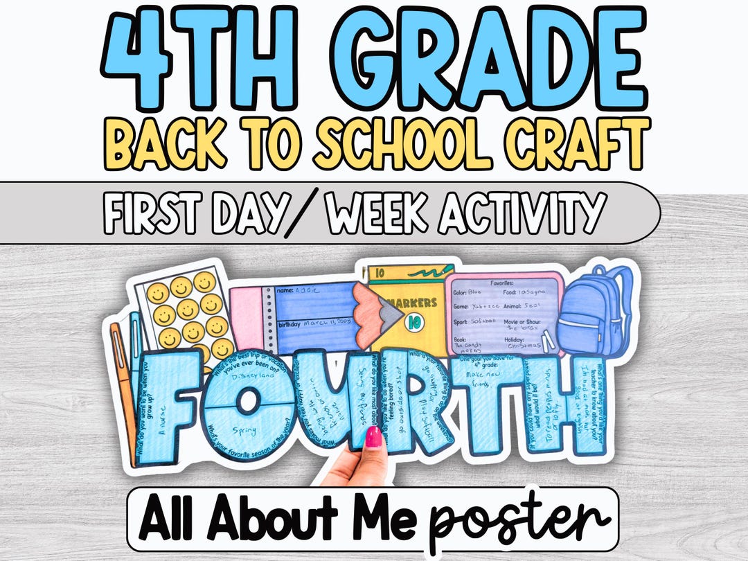 All About Me Craft, 4th Grade Back to School, Poster Worksheet, First ...