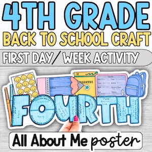 All About Me Craft, 4th Grade Back to School, Poster Worksheet, First ...