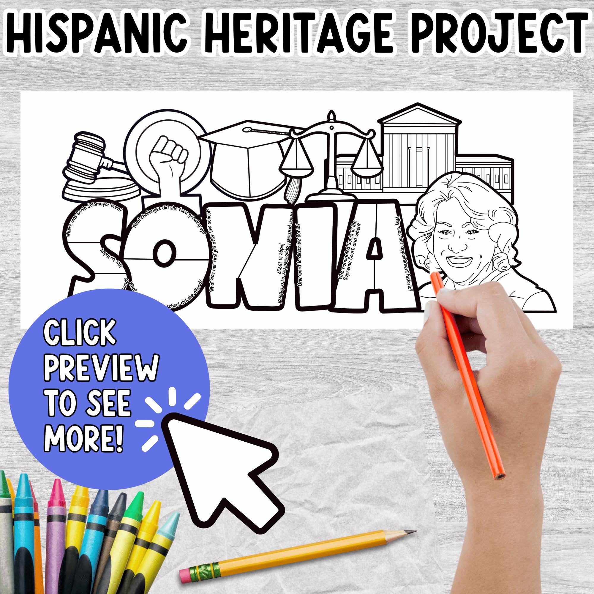 Hispanic Heritage Month Project, Sonia Sotomayor Biography Template ...