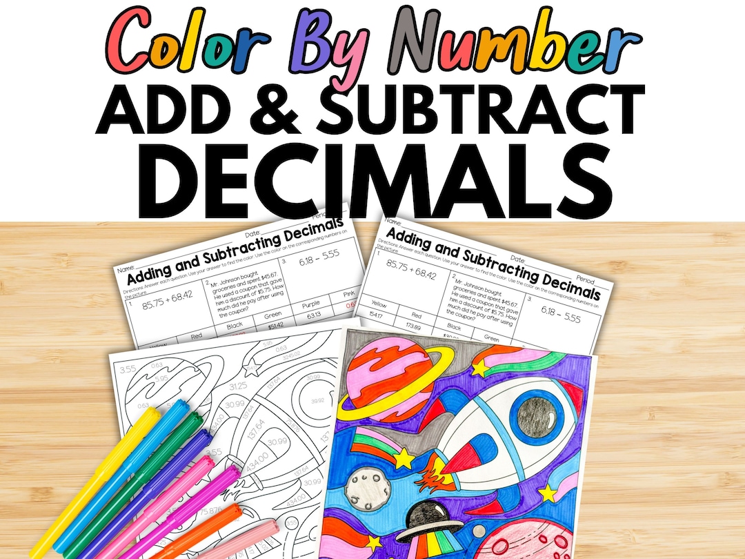 Adding & Subtracting Decimals, Color by Number, 5th 6th Grade Math ...