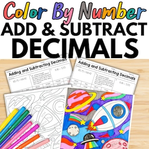 Adding & Subtracting Decimals, Color by Number, 5th 6th Grade Math ...