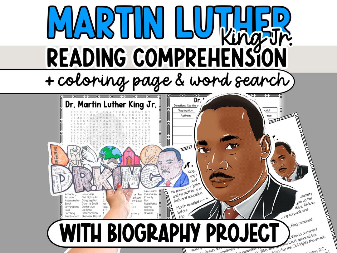 Martin Luther King Jr | Reading Comprehension Passage, Wordsearch ...