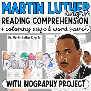 Martin Luther King Jr | Reading Comprehension Passage, Wordsearch ...