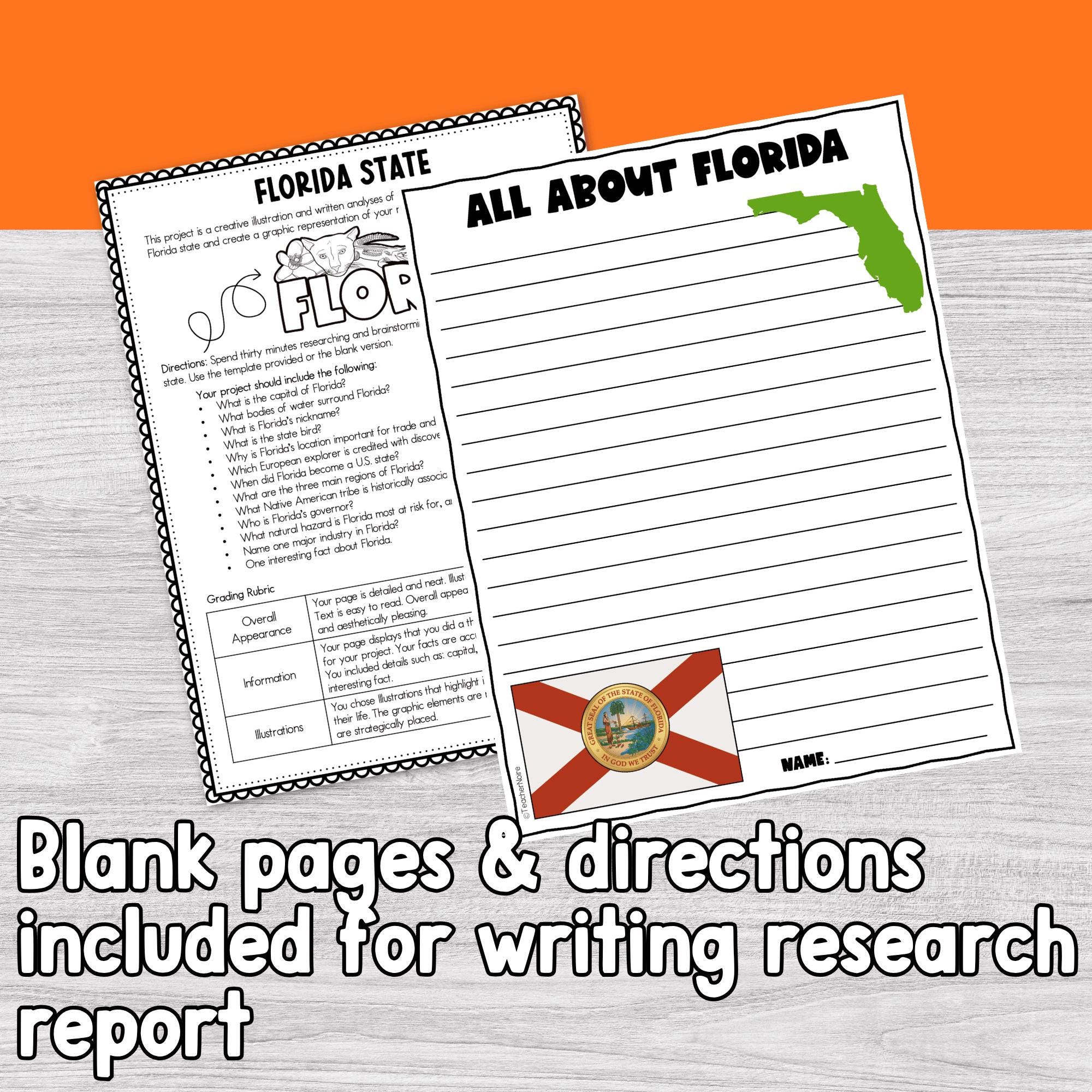 Florida State Research Project, Coloring Page, 4th-5th Grade Activity ...