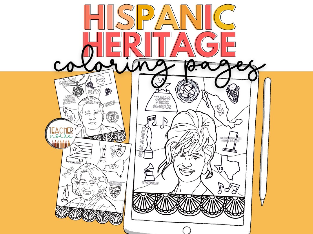 Hispanic Heritage Coloring Pages Hispanic Heritage Bulletin - Etsy