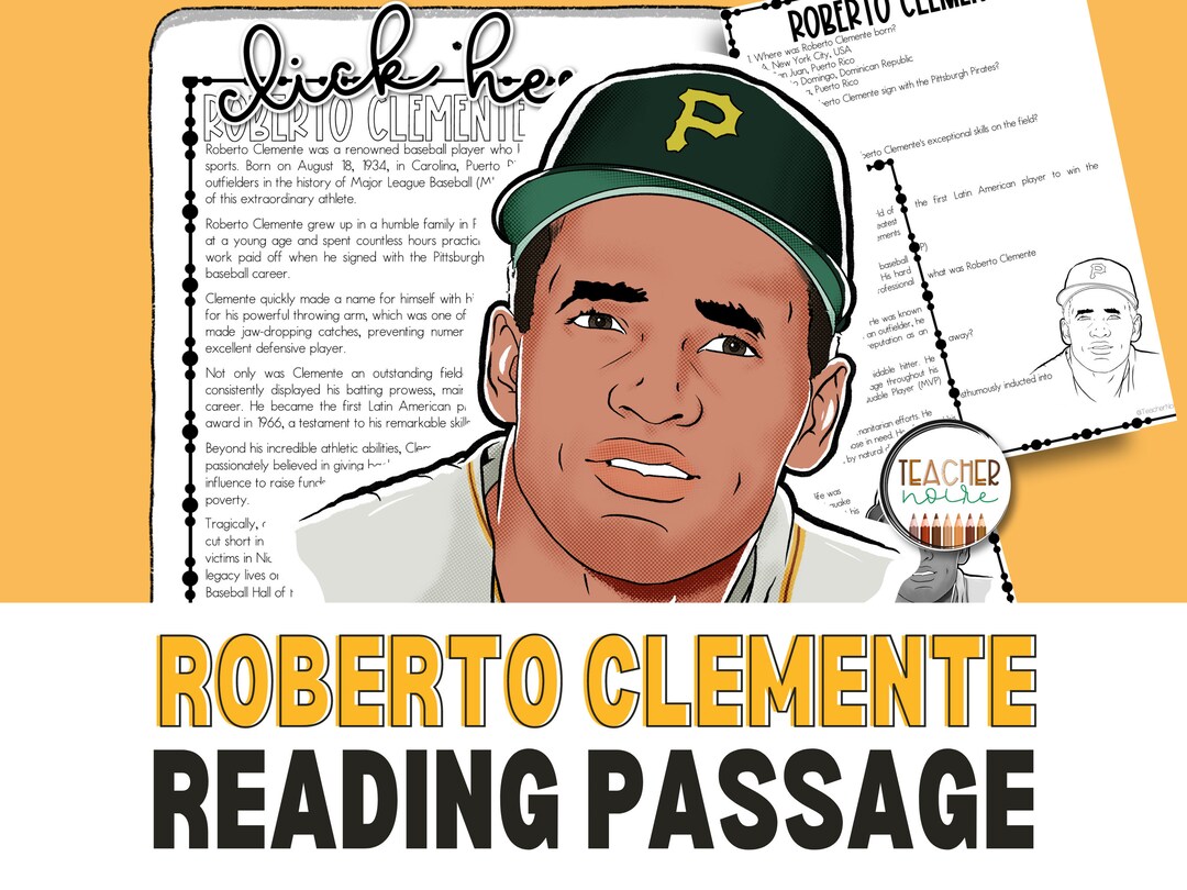 Roberto Clemente Reading Passage, Hispanic Heritage Activity, Baseball ...