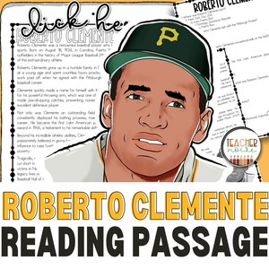 Roberto Clemente Reading Passage, Hispanic Heritage Activity, Baseball ...