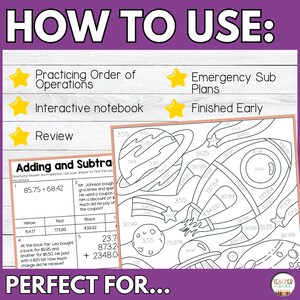 Adding & Subtracting Decimals, Color by Number, 5th 6th Grade Math ...