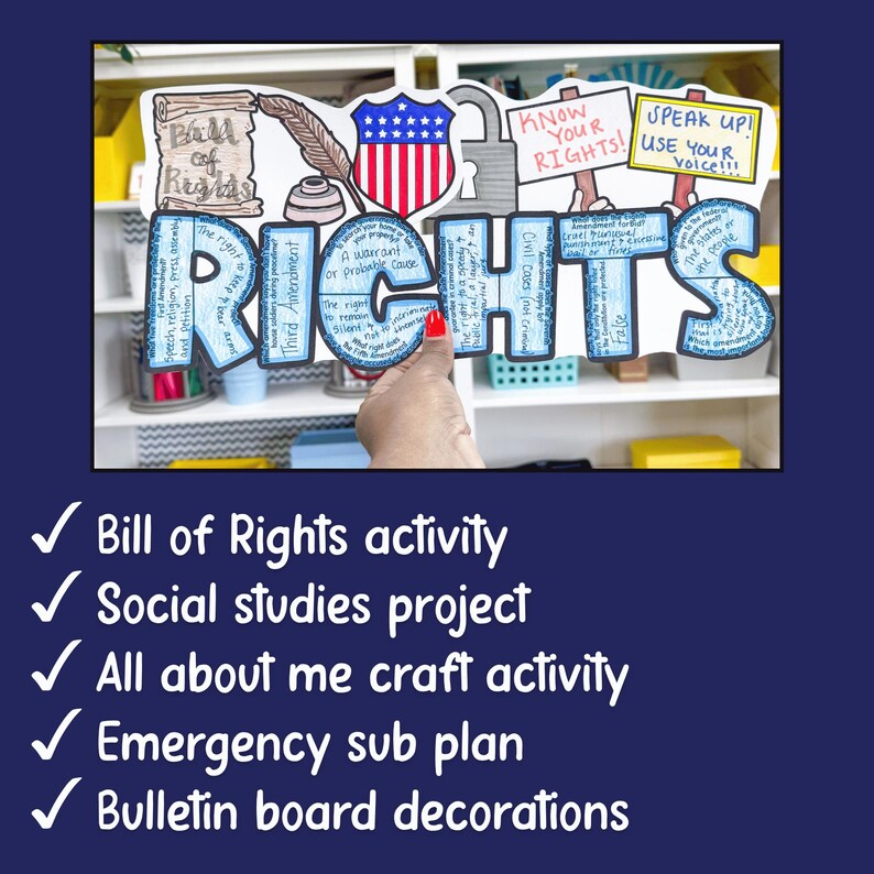The Bill of Rights Worksheet Activity Project, the Amendments, Civics ...