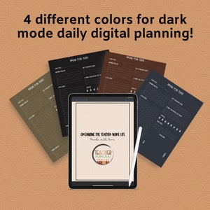 Daily Planner | Dark Mode Daily Planner for Teachers- Goodnotes and ...