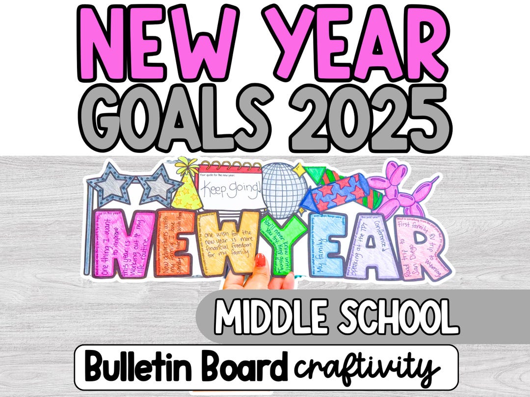 New Year Goals 2025 Middle School, Bulletin Board Craft, Resolutions ...