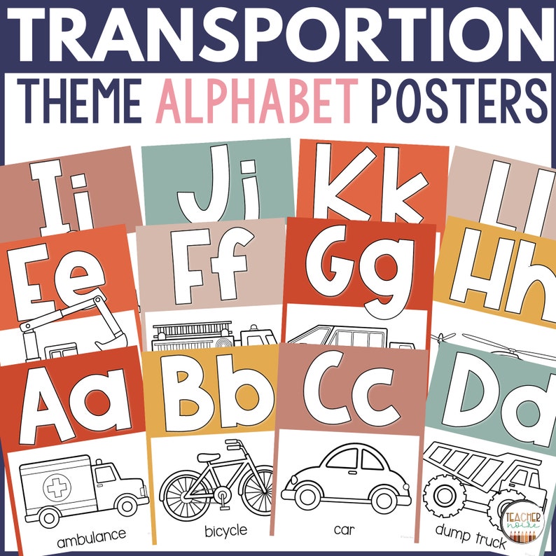 Transportation Theme, A-Z Transportation Vehicles Clipart Poster ...