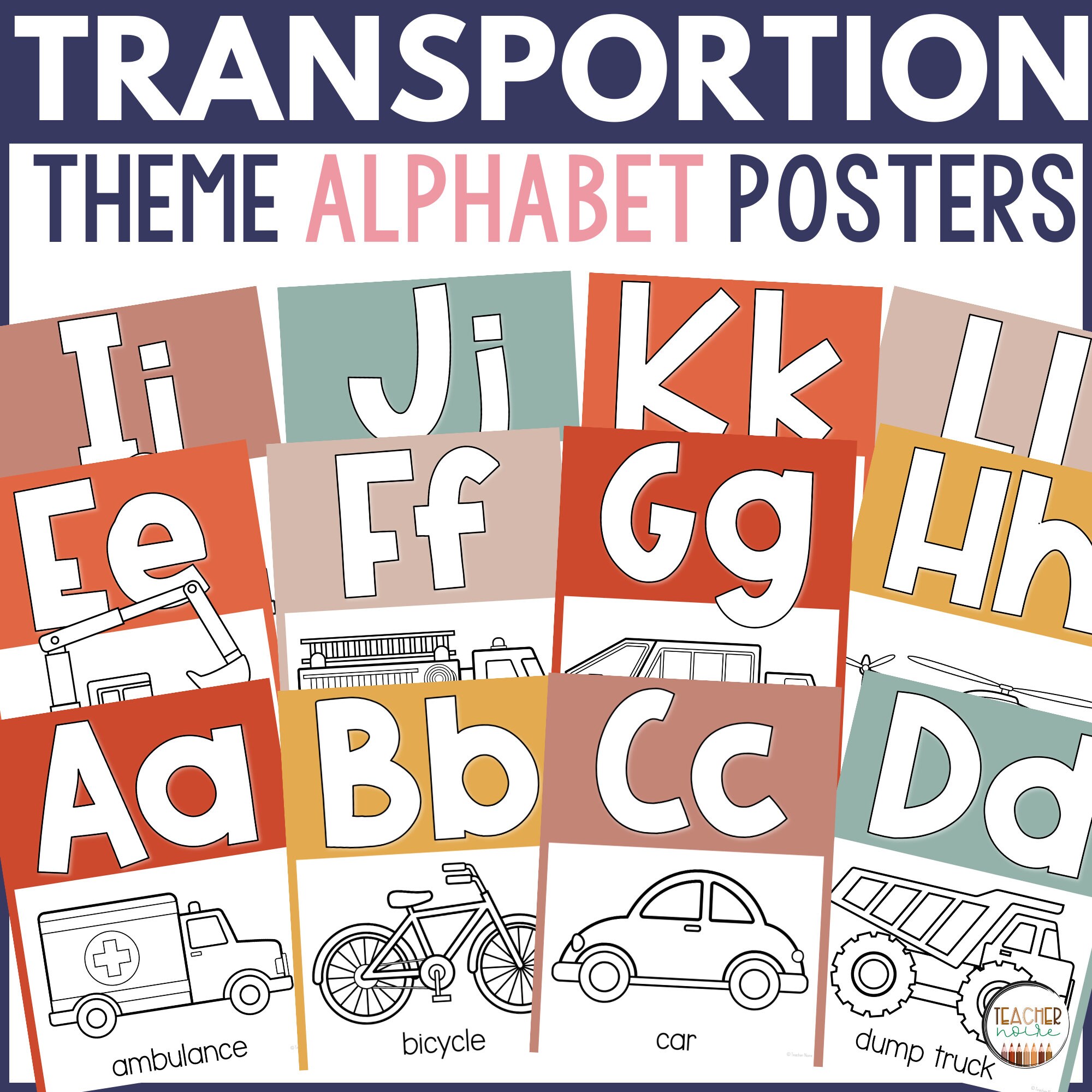 Transportation Theme, A-Z Transportation Vehicles Clipart Poster ...