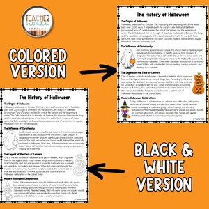 Halloween Reading Comprehension Passages and Questions Activity ...