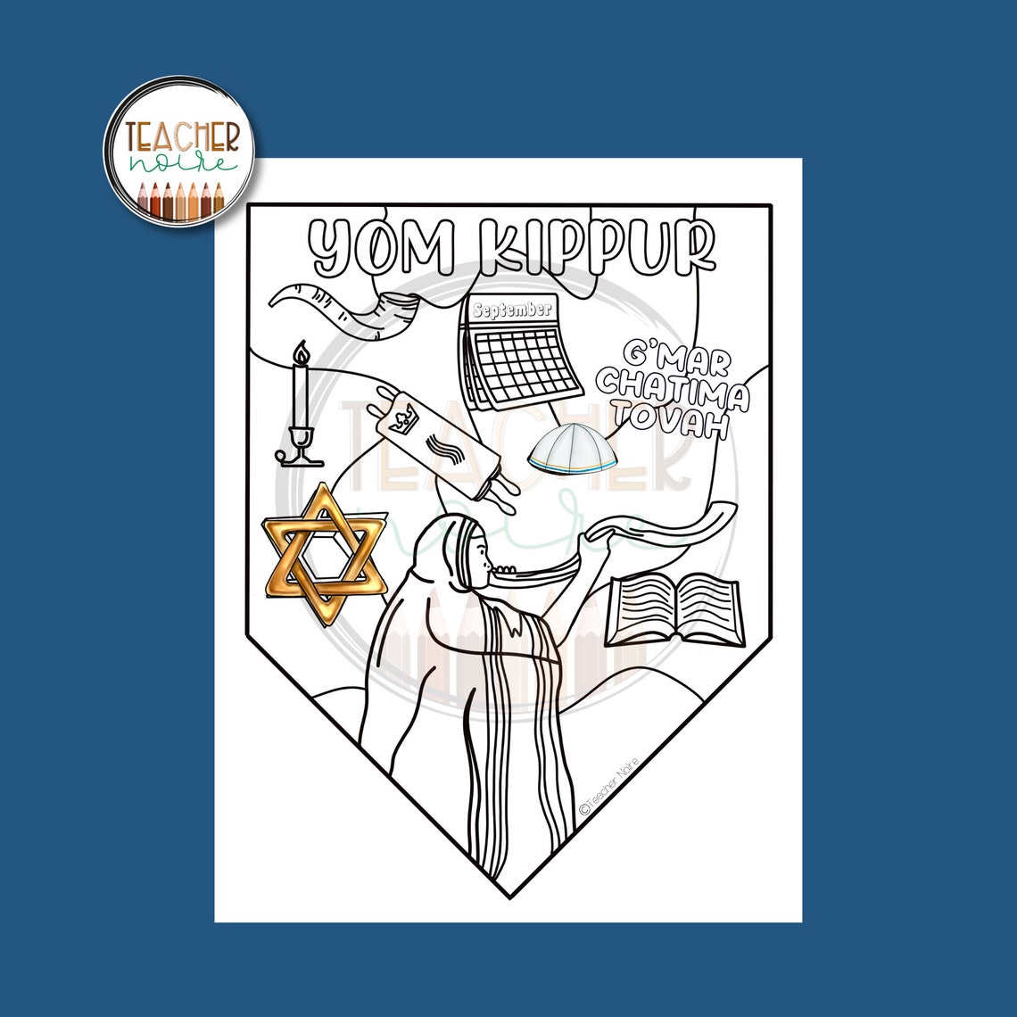 Yom Kippur Coloring, Yom Kippur Printable Worksheets, Jewish Holiday - Etsy