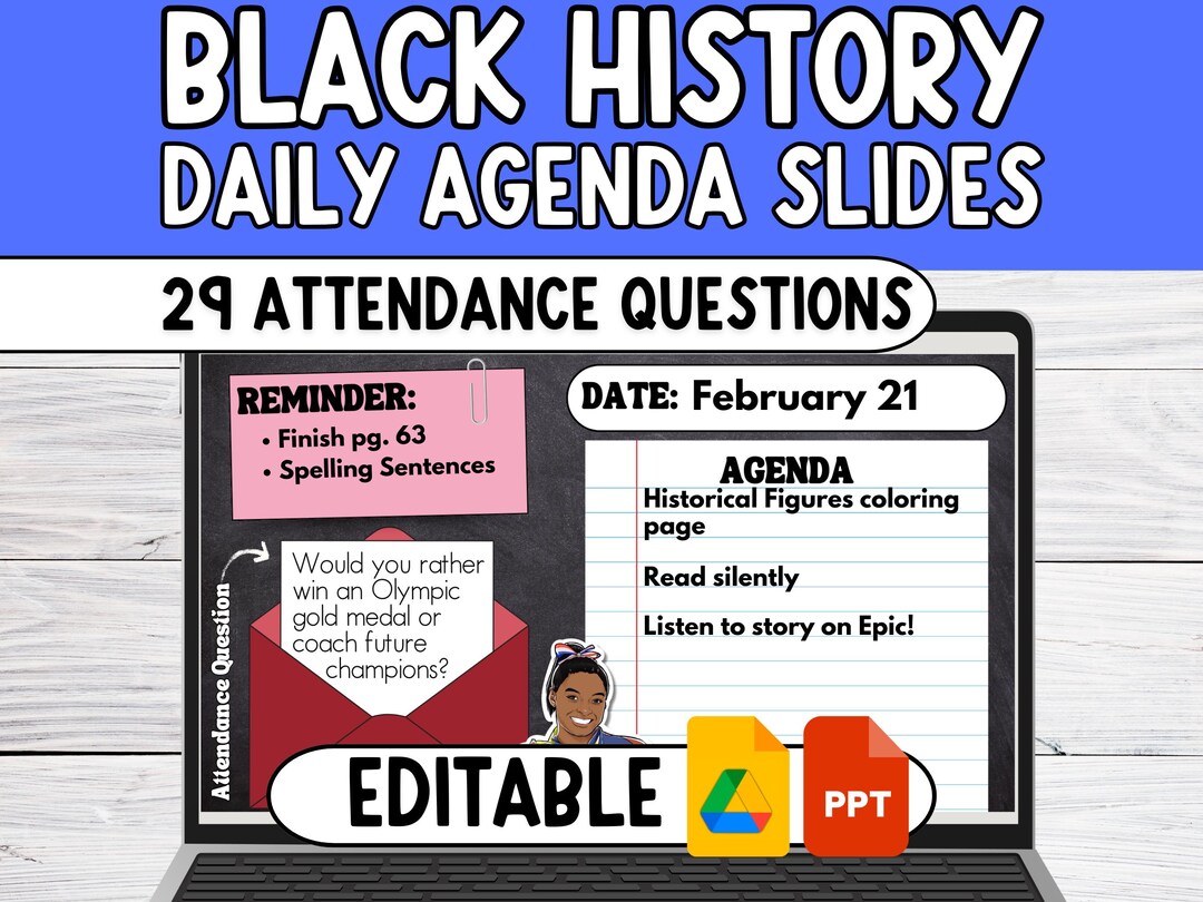 Black History Month, Daily Agenda, Attendance Questions, Black ...