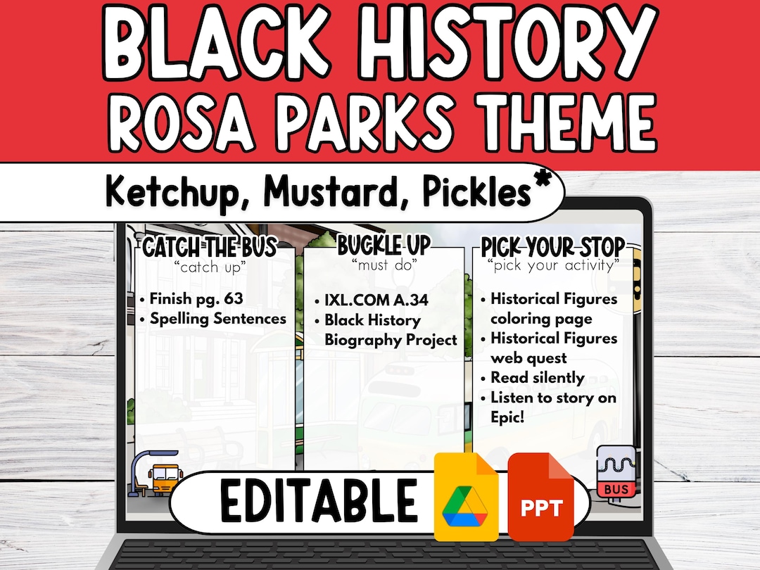Ketchup Mustard Pickles | Rosa Parks PPT Google Slides, Black History ...