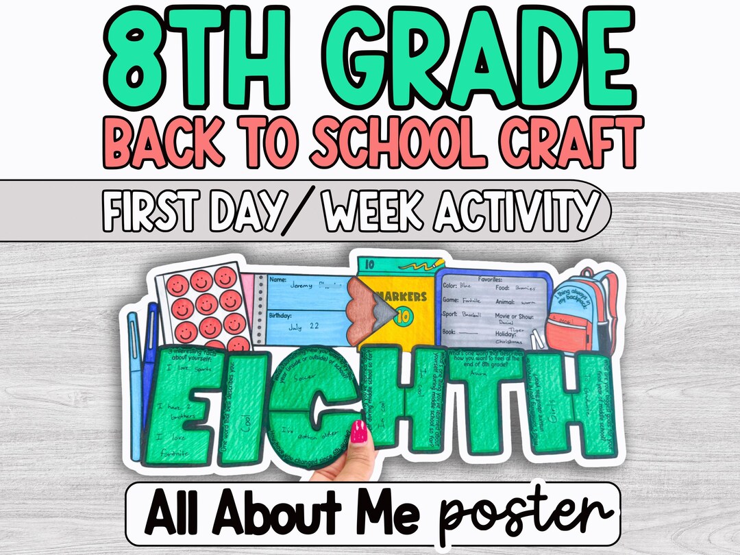 8th Grade Back to School, All About Me Craft, First Day Week of School ...