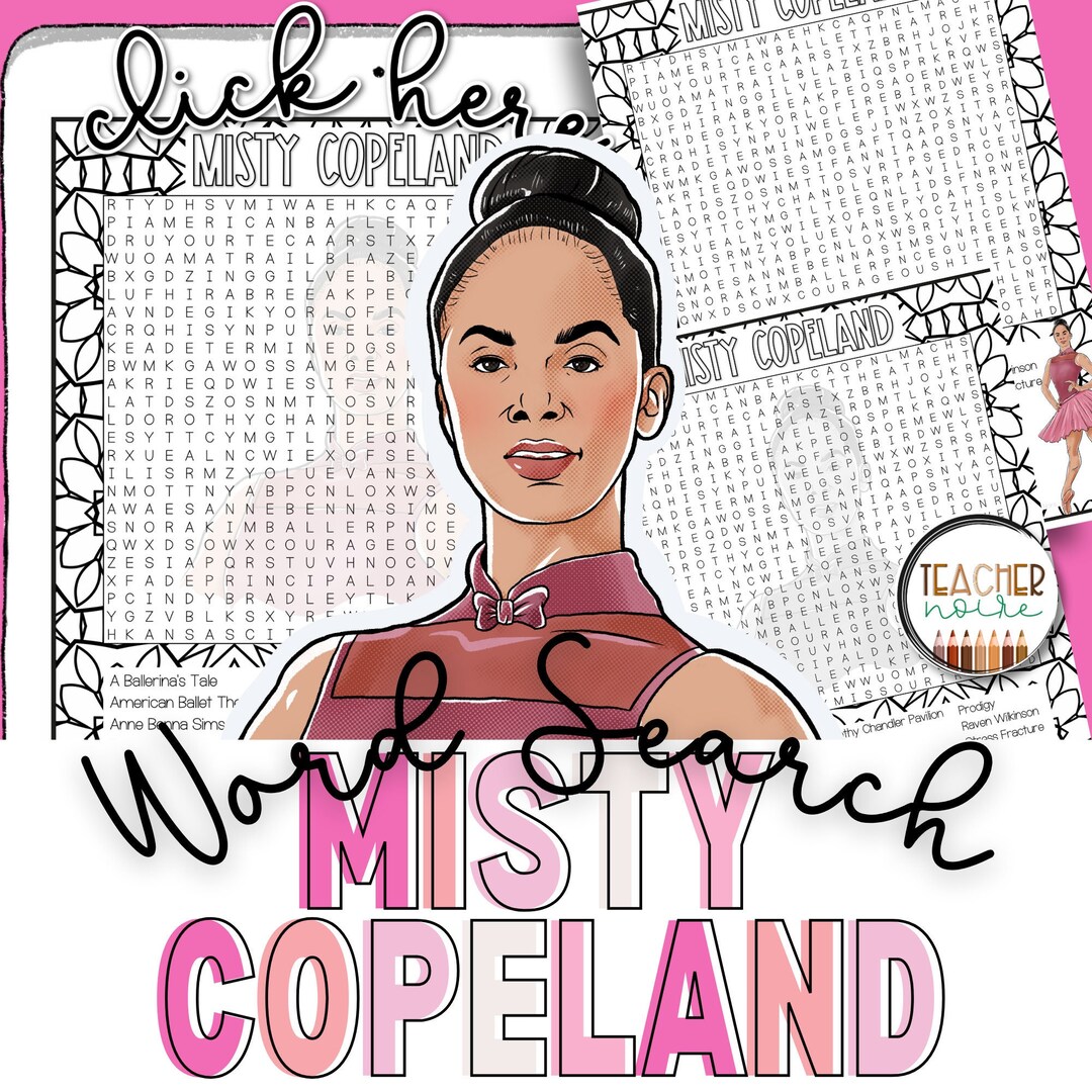 Misty Copeland Word Search, Black History Month Activity, Women's ...