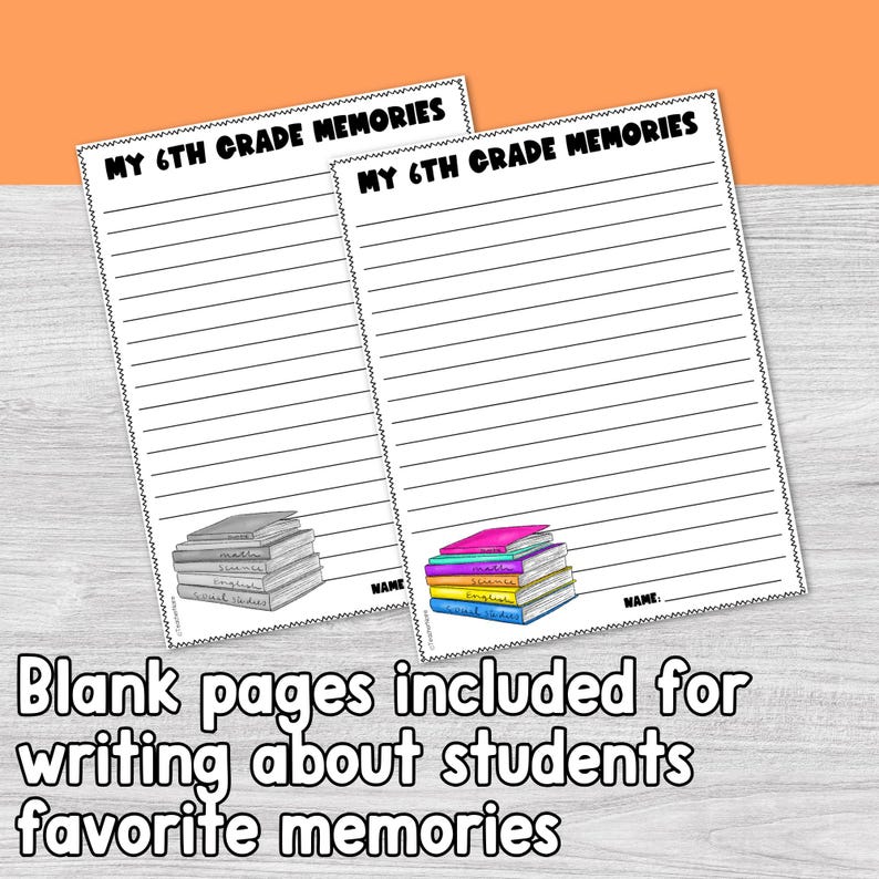 6th Grade End of Year Memory Book, Reflection Craftivity, Last Week of ...