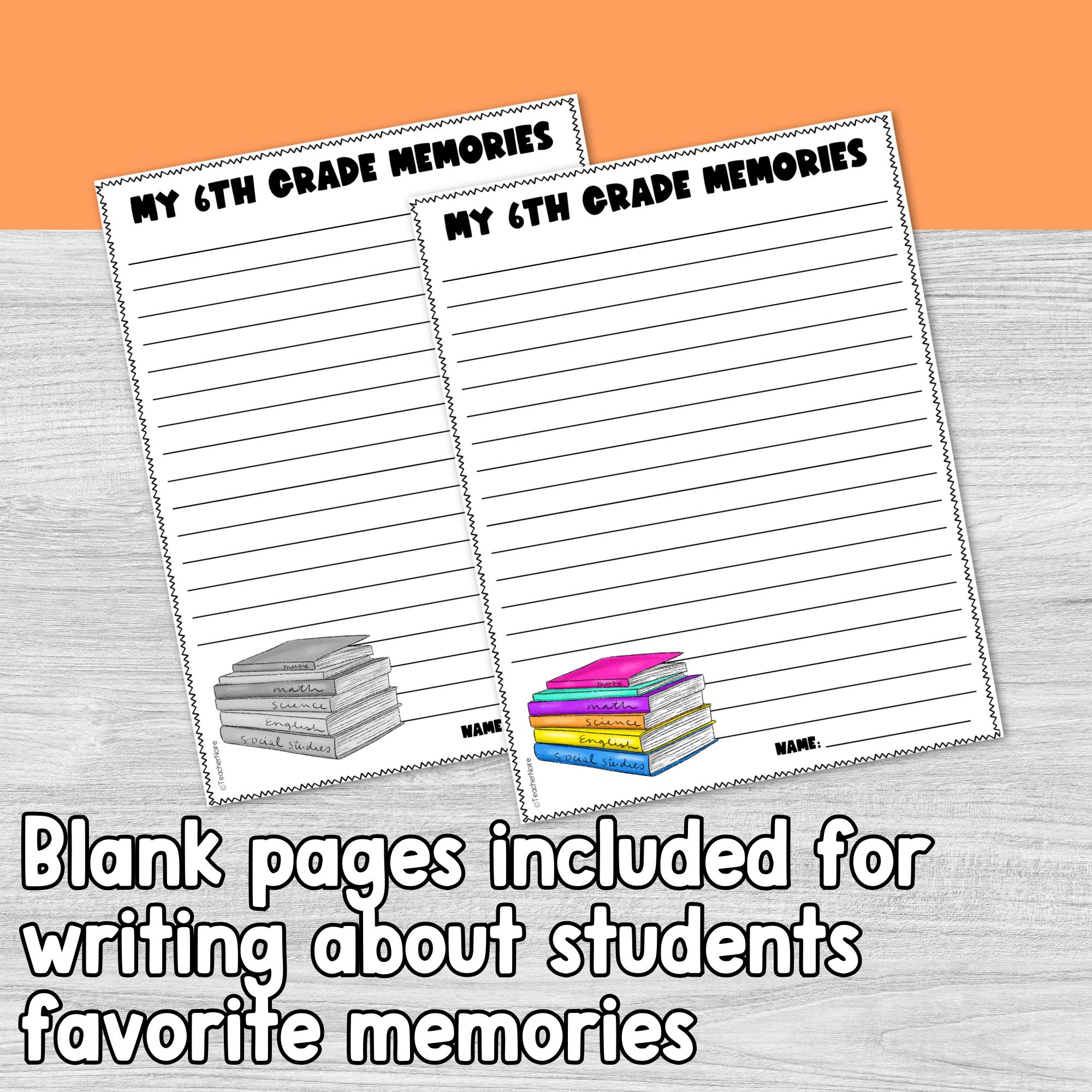 6th Grade End of Year Memory Book, Reflection Craftivity, Last Week of ...