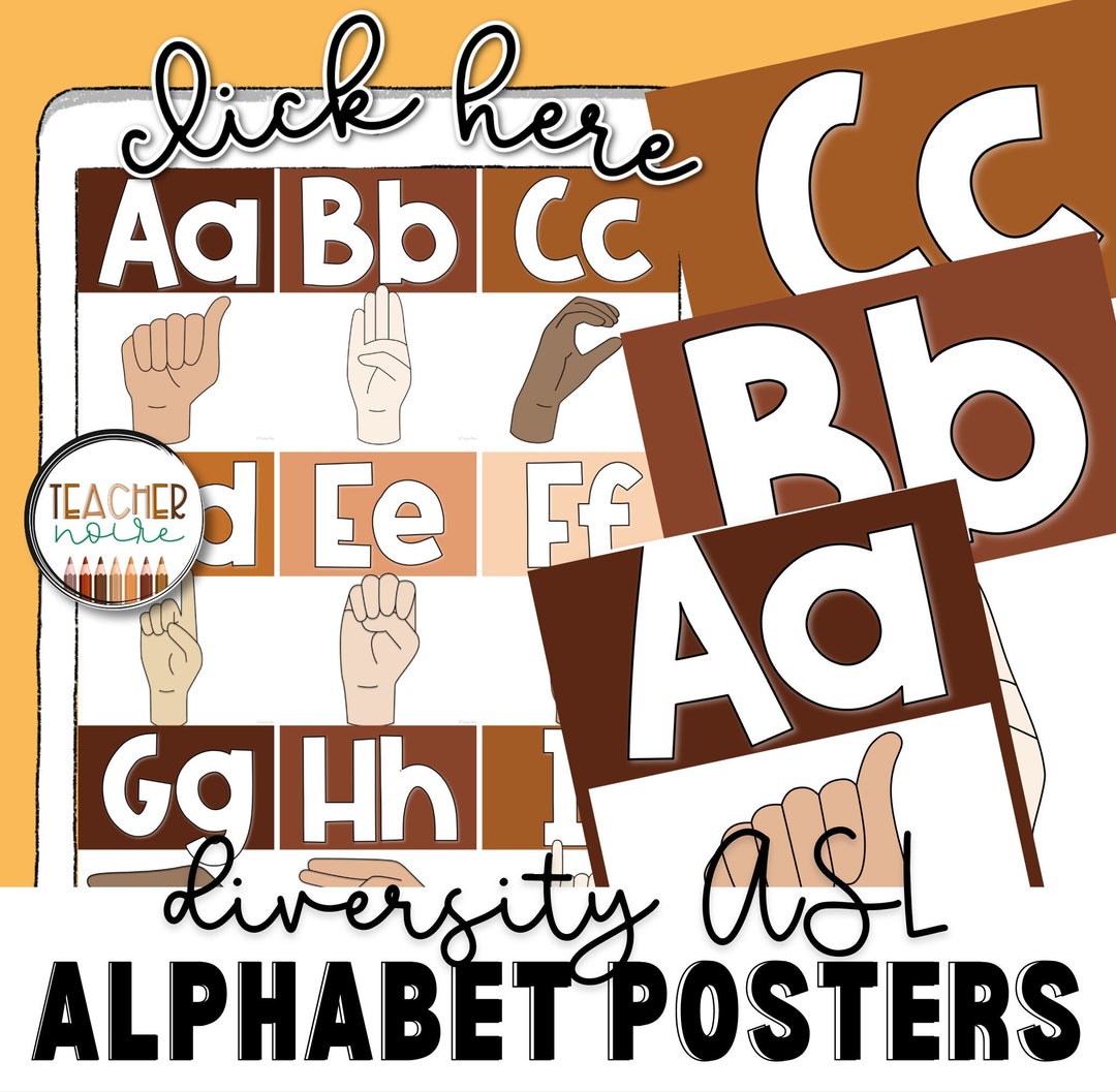ASL (american Sign Language) Alphabet Poster, Neutral Diverse Classroom ...