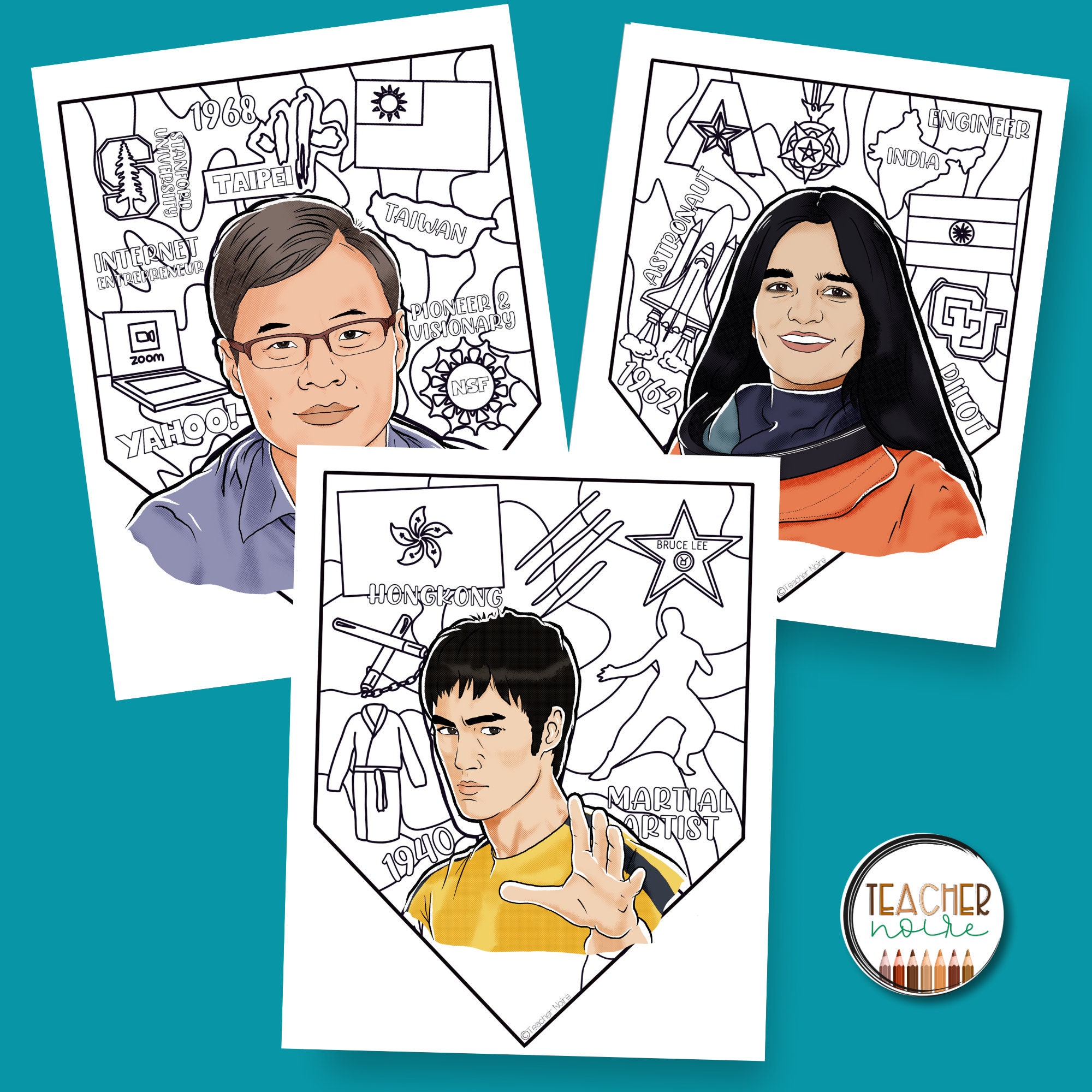 AAPI Heritage Month Bulletin Board Posters, AAPI History Coloring ...