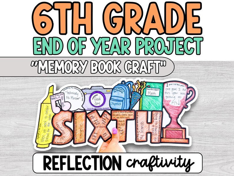 6th Grade End of Year Memory Book, Reflection Craftivity, Last Week of ...