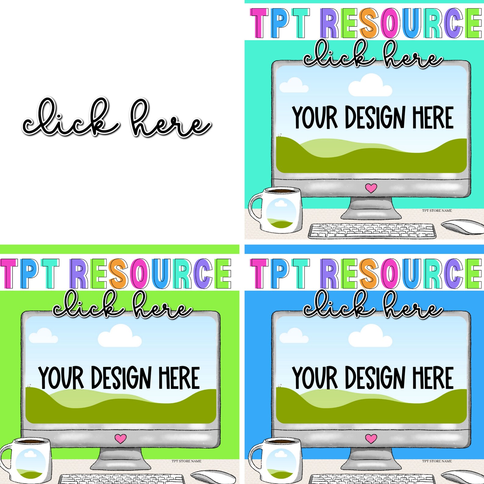 Canva Editable TPT Product Mockup Template, Rainbow Bright Themed ...