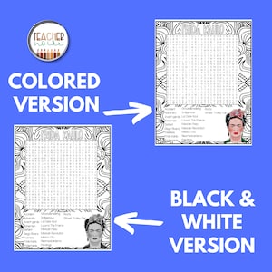 Frida Kahlo Word Search, Frida Kahlo Activity, Frida Printable, Famous ...
