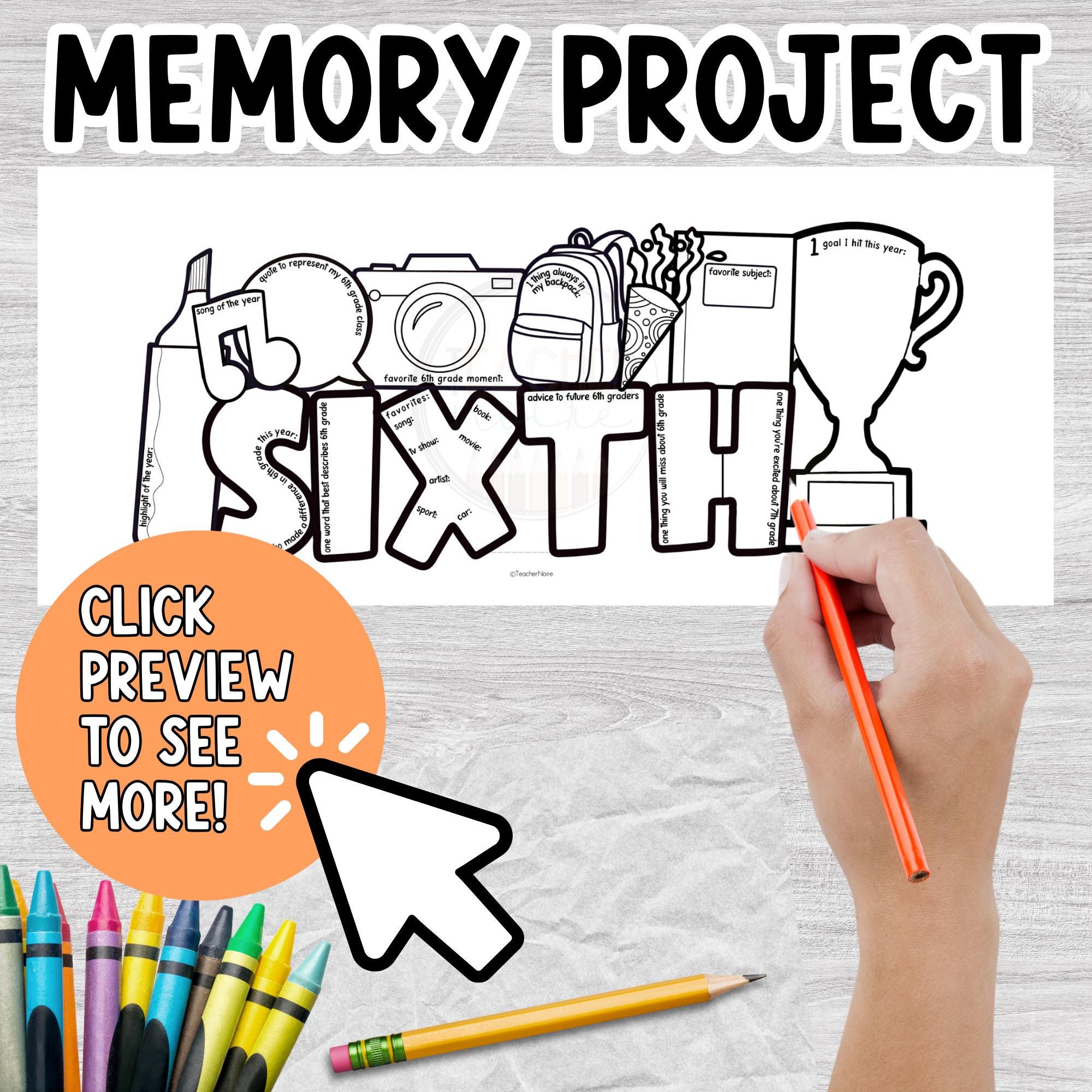 6th Grade End of Year Memory Book, Reflection Craftivity, Last Week of ...