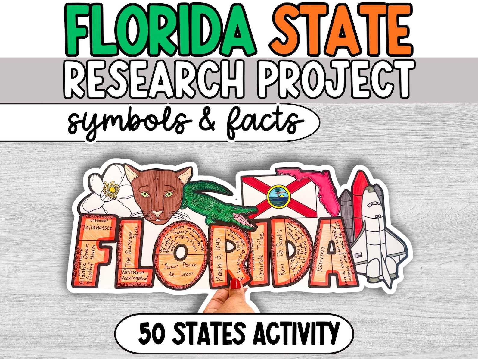 Florida State Research Project, Coloring Page, 4th-5th Grade Activity ...