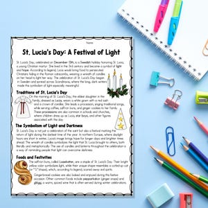 St. Lucia's Day | Reading Comprehension With Questions, December Winter ...