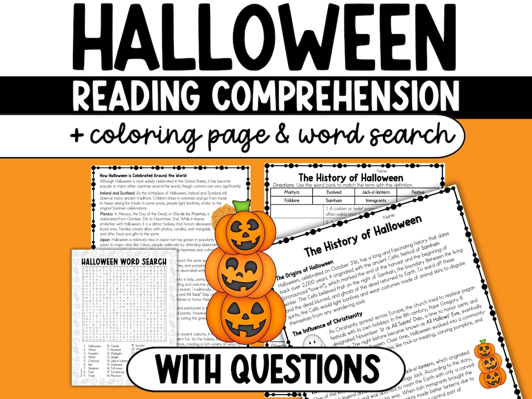 Halloween Reading Comprehension Passages and Questions Activity ...
