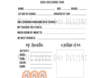All About Me First Day of School Student Activity Bulletin - Etsy