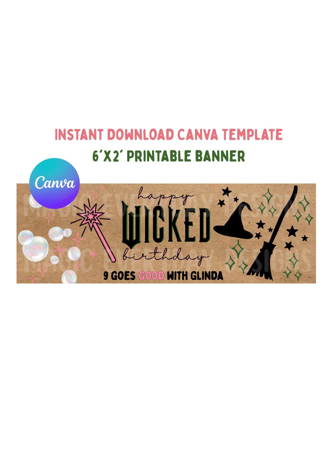 Wicked Birthday Banner Template | Editable Canva | 2x6 WALGREENS PRINT ...