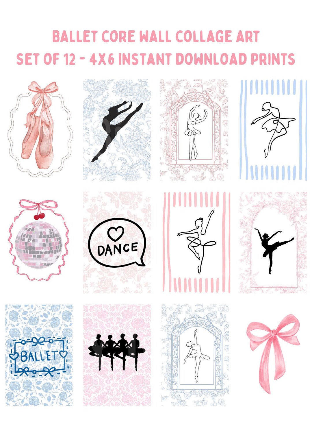 Coquette Ballet Collage Kit: Dance Wall Art Prints (digital Download ...