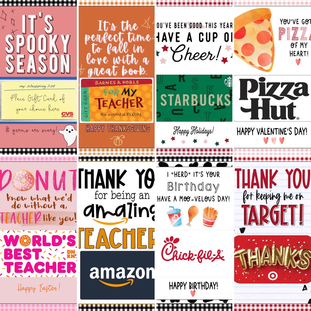 TEACHER Gift Card SET: PRINTABLE // Teacher Gifts // Teacher ...