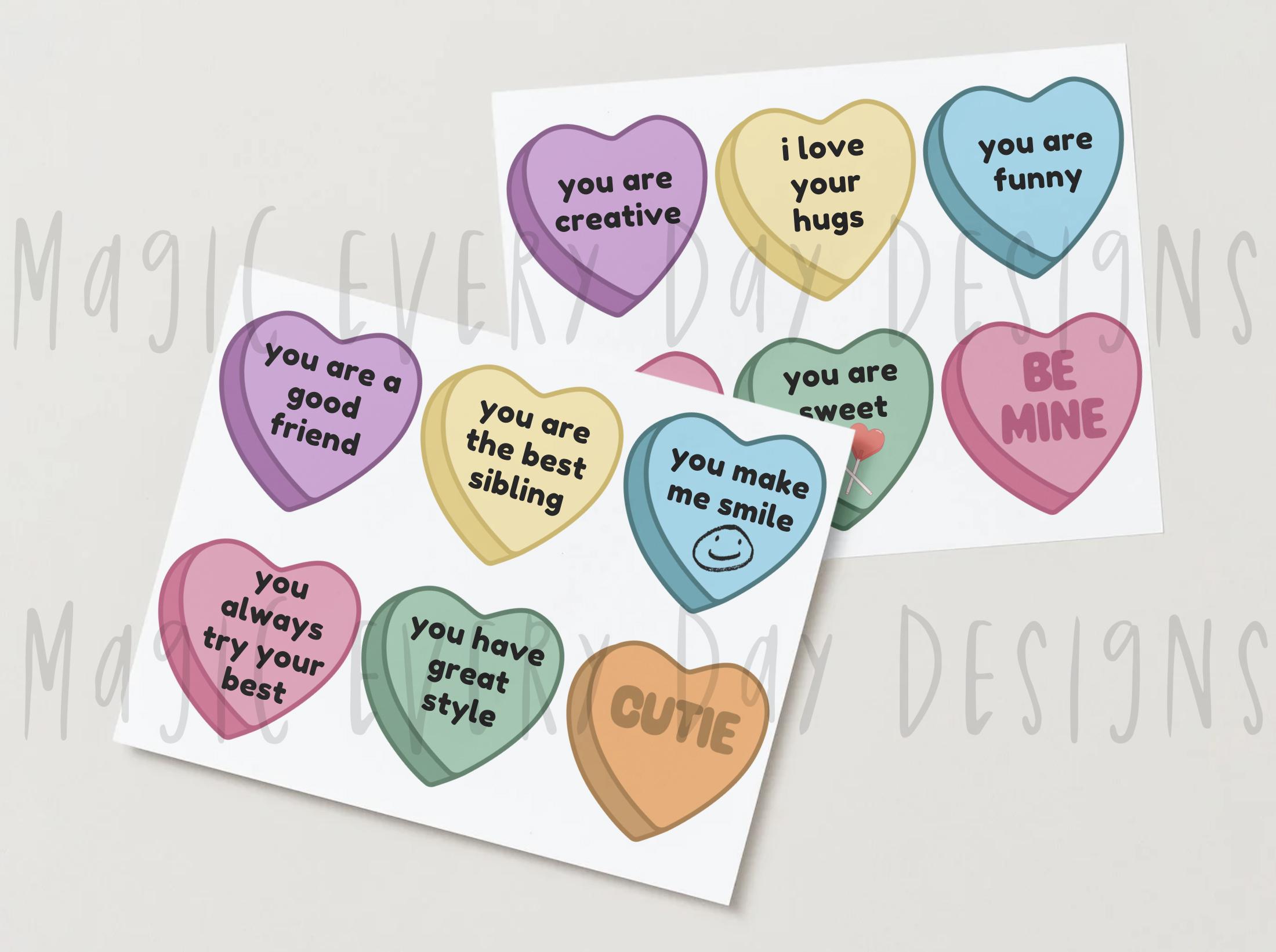 Door Heart Printable Cards / Candy Heart / Kid Love Notes / Decor ...