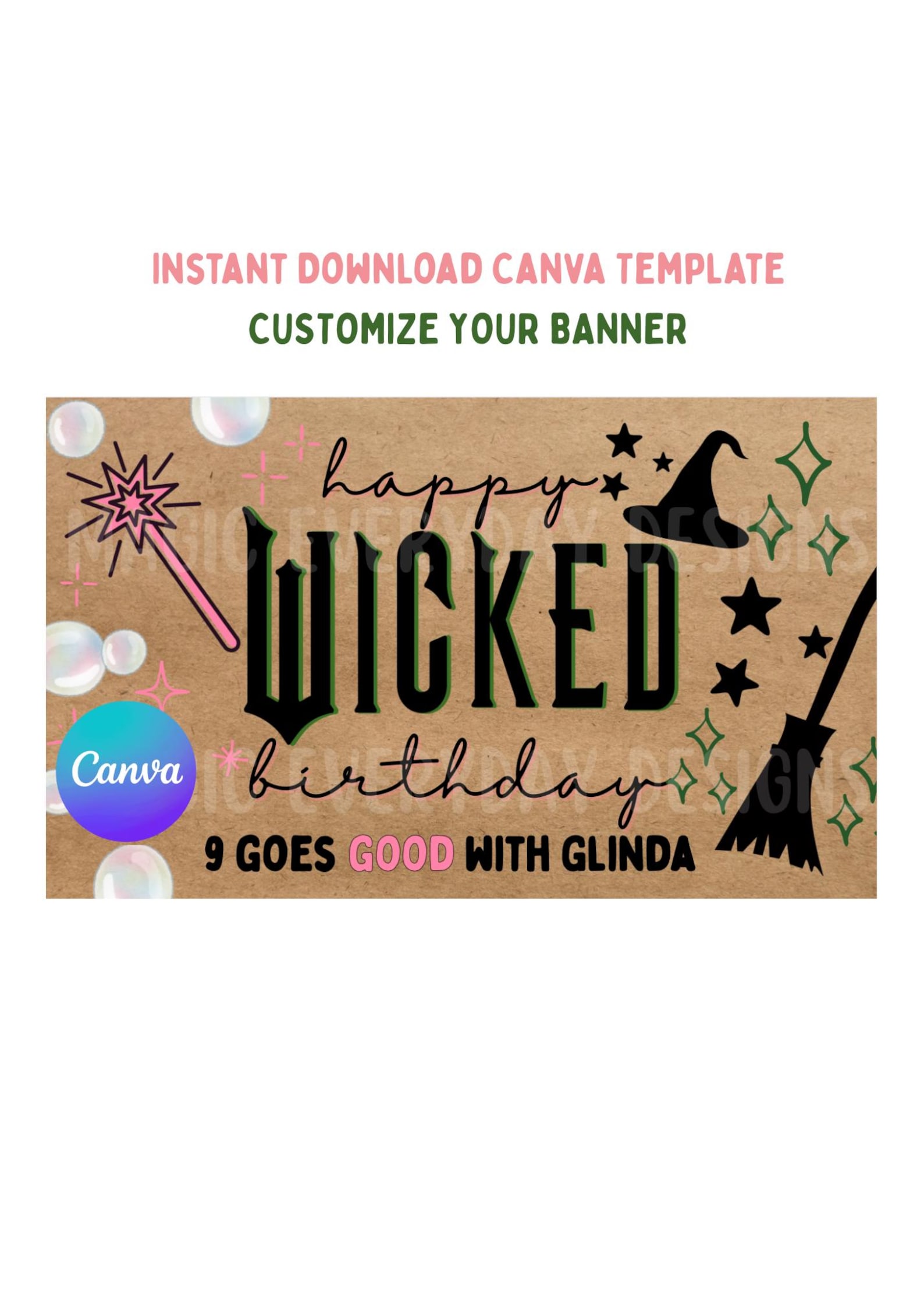 WICKED Birthday Banner | Editable Canva | Birthday Inspo | Decor ...