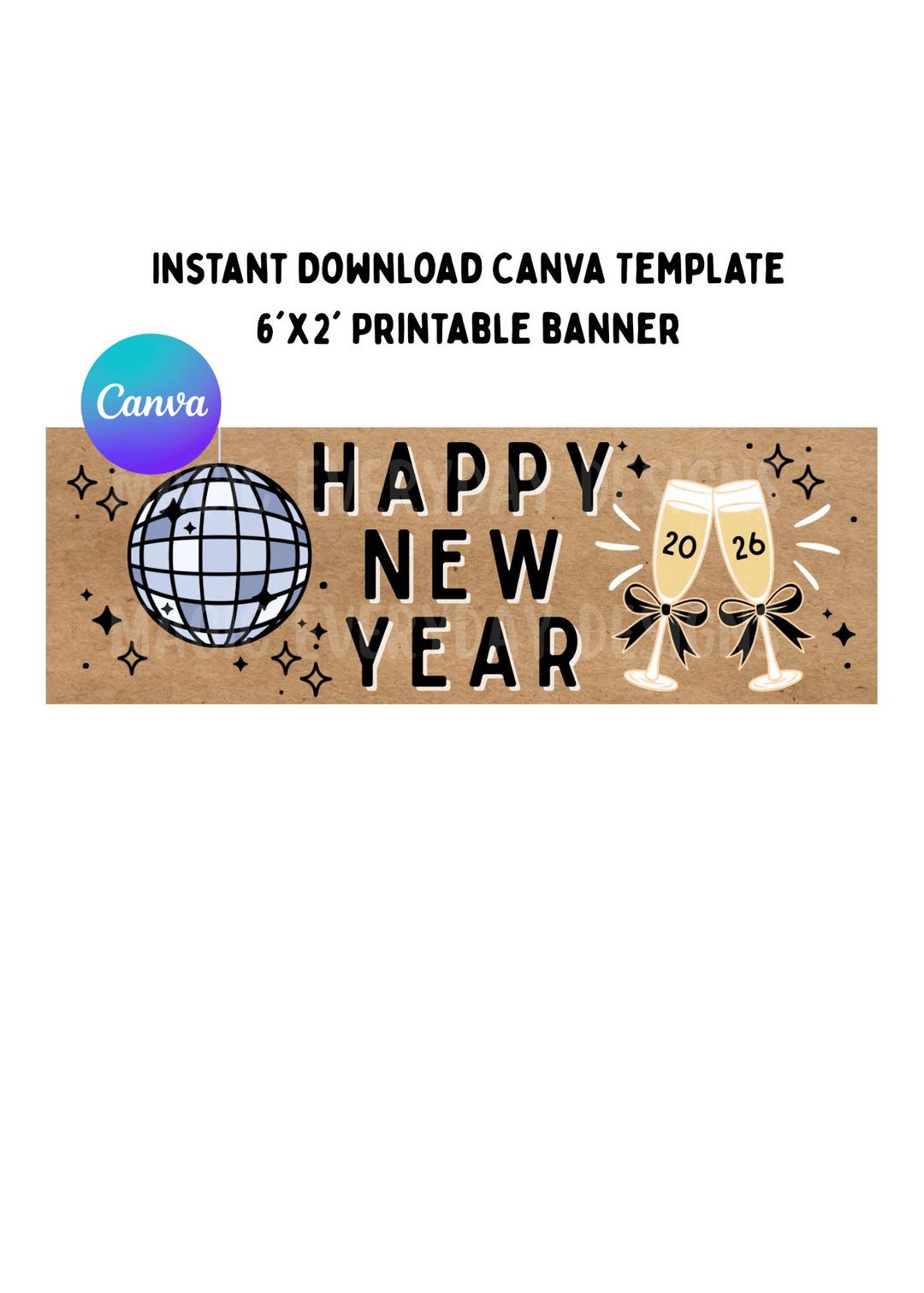 New Years Eve Banner Template | Editable Canva | 2x6 WALGREENS PRINT ...