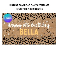Nasty 19 Birthday Banner | Custom Birthday Banner | Cheetah Print ...