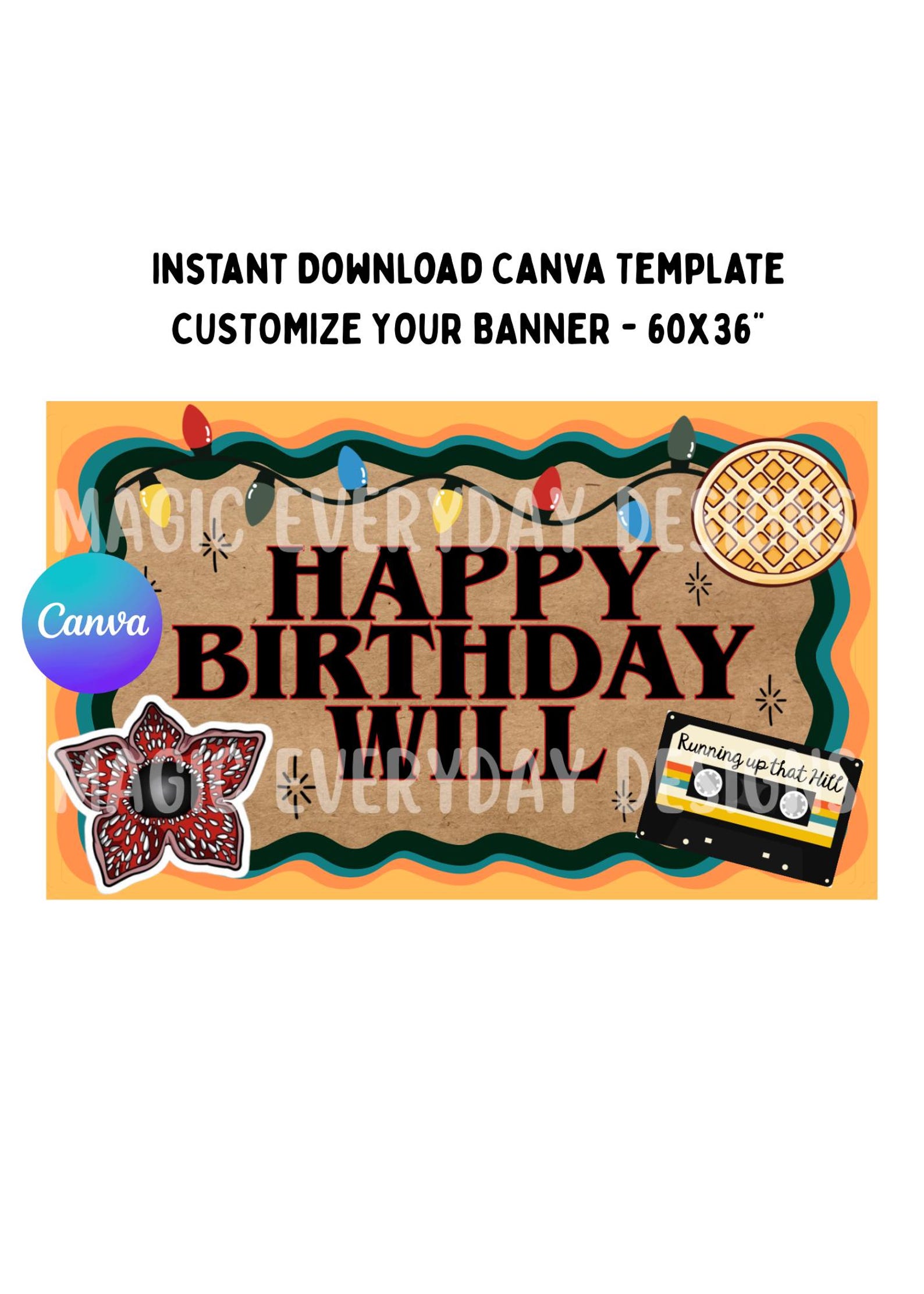 Stranger Things Inspired Banner Template | Editable Canva | ST Birthday ...